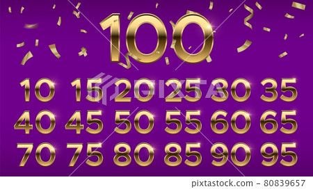 Anniversary numbers. Golden celebration number... - Stock Illustration ...