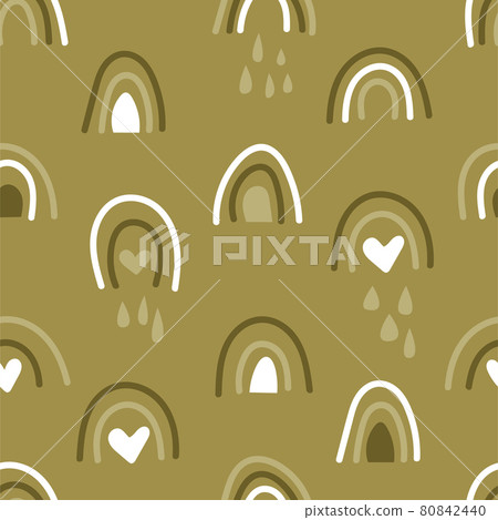 Bohemian hand drawn seamless pattern with... - Stock Illustration ...