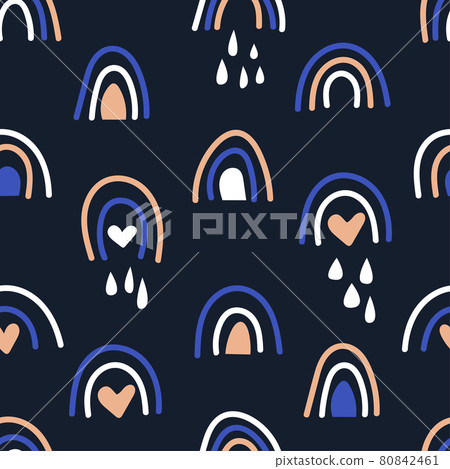 Bohemian hand drawn seamless pattern with... - Stock Illustration ...