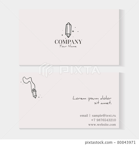 Pink business card with hand drawn crystal... - Stock Illustration ...
