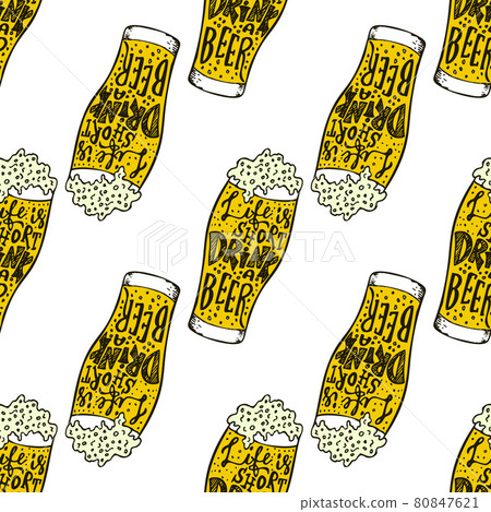 Drink Beer hand drawn lettering seamless... - Stock Illustration ...