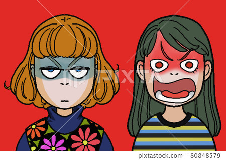 Two girls getting angry - Stock Illustration [80848579] - PIXTA