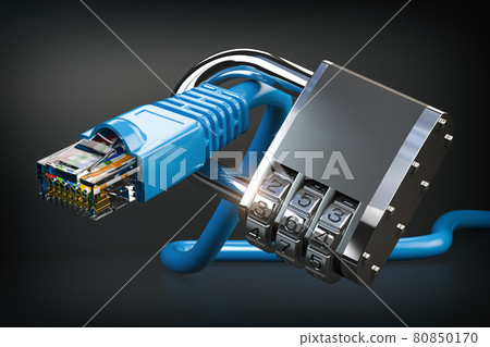 Network ethernet cable locked with code lock.... - Stock Illustration ...