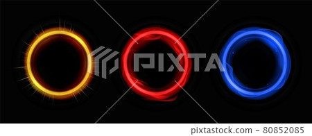 Energy circles with neon colors template. Round... - Stock Illustration ...