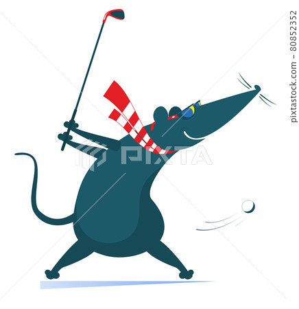 Cartoon rat or mouse plays golf illustration. ...-插圖素材 [80852352] - PIXTA圖庫