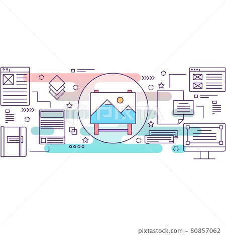 Graphic web design vector flat outline icon - Stock Illustration ...