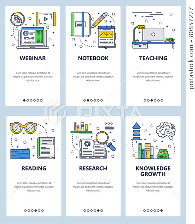 Vector line art web and mobile app template set - Stock Illustration ...