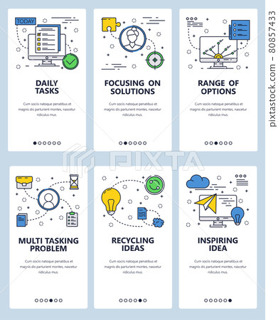 Vector line art web and mobile app template set - Stock Illustration ...