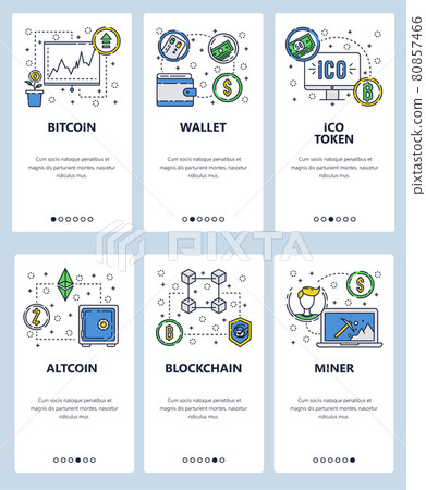 Vector line art web and mobile app template set - Stock Illustration ...
