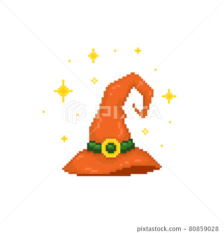 Pixel art Witch Hat. Retro pixel witch or... - Stock Illustration ...
