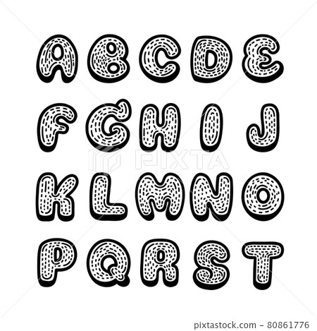 Alphabet broken line font set, vector... - Stock Illustration [80861776 ...