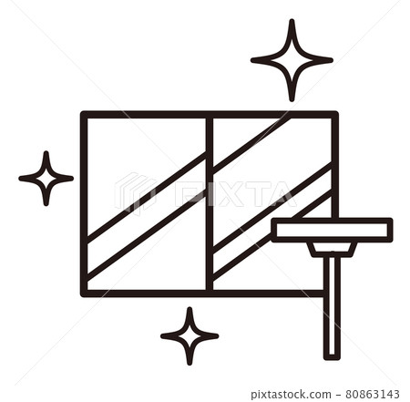 Window glass and window wiper line drawing icon... - Stock Illustration ...