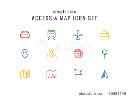 Icon set related to access and map Illustration... - Stock Illustration ...
