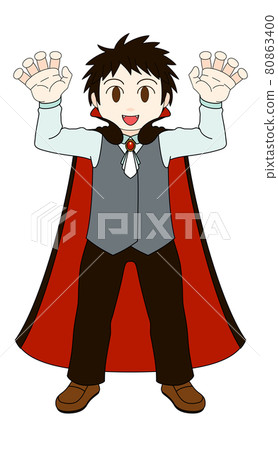 Halloween illustration (vampire boy with outline) - Stock Illustration ...