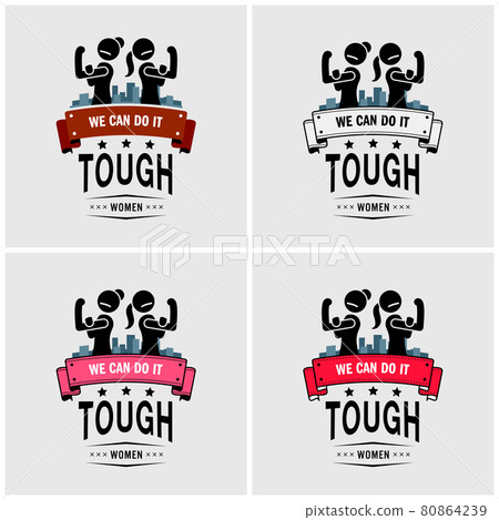 Tough girls or strong women logo design. Vector... - Stock Illustration ...