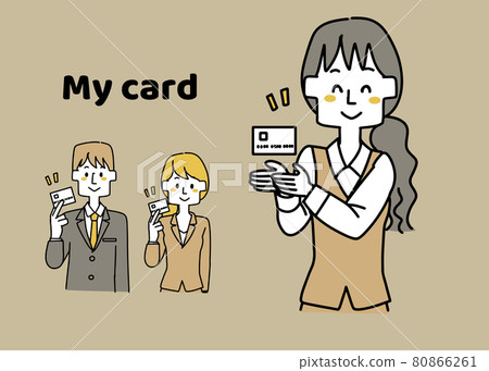 Illustration set of people holding a card - Stock Illustration ...