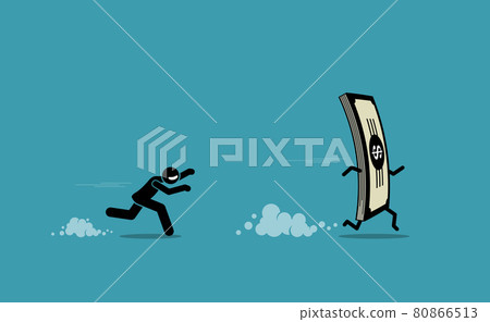 Man running and chasing after a run away money.... - Stock Illustration ...