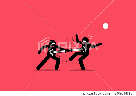 Double edged sword concept. Vector artwork... - Stock Illustration ...