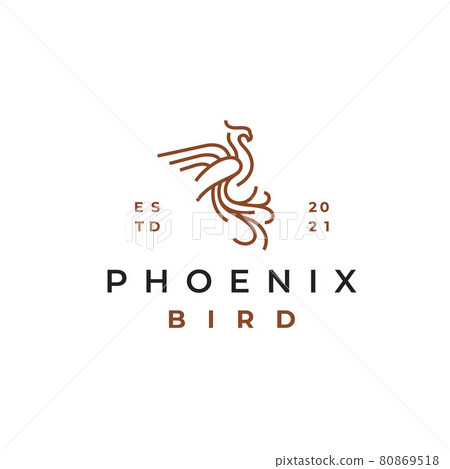 Line Art Phoenix Logo Design Vector Template - Stock Illustration ...
