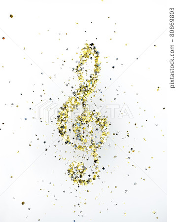 G-clef block aggregate gold and silver front... - Stock Illustration ...