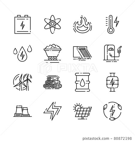 Energy Types Related Sign Black Thin Line Icon... - Stock Illustration ...