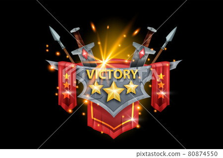Victory game badge, vector rank award trophy... - Stock Illustration ...