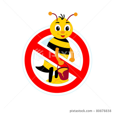 Stop sign, watch out for the bees. Red sign no... - Stock Illustration ...