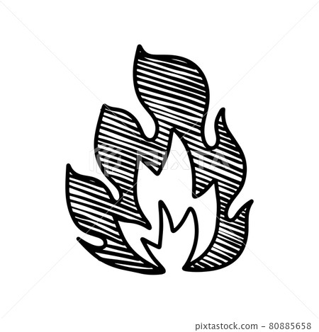 hand drawn fire isolated on white background... - Stock Illustration ...
