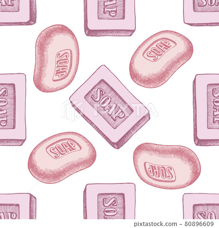 Seamless pattern with hand drawn pastel soap - Stock Illustration ...