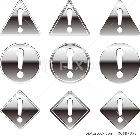 Metallic color warning mark icon set - Stock Illustration [80897053 ...