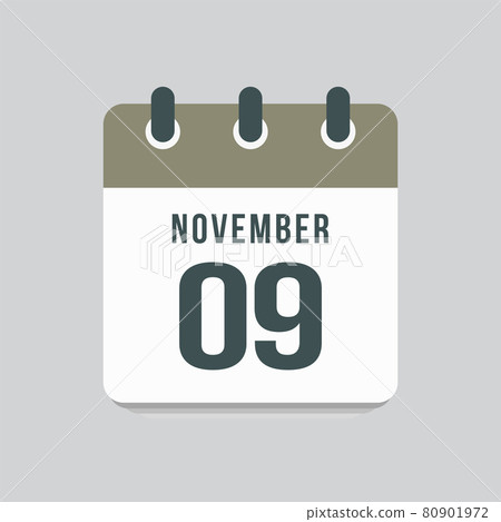 Icon day date 9 November, template calendar page - Stock Illustration ...