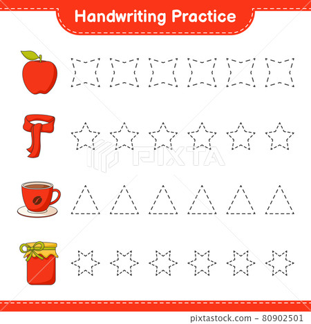 Handwriting practice. Tracing lines of Jam,... - Stock Illustration ...