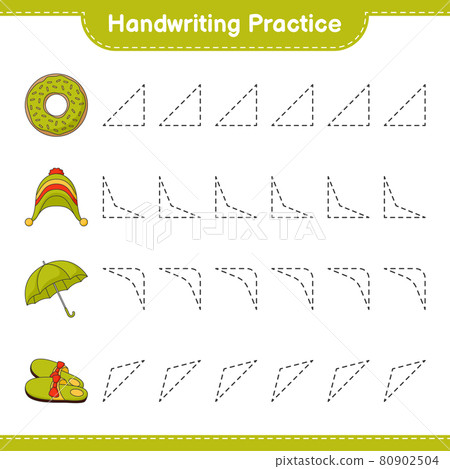 Handwriting practice. Tracing lines of Donut,... - Stock Illustration ...