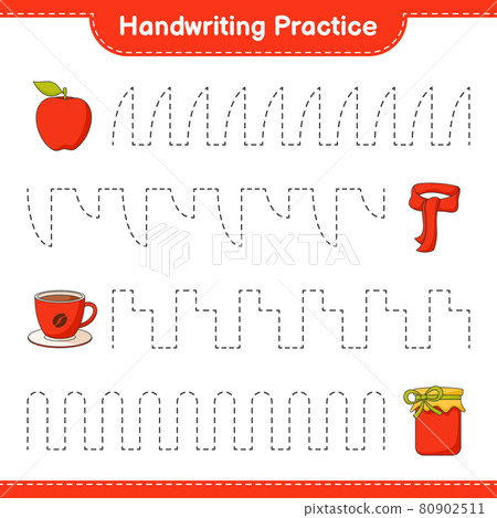 Handwriting practice. Tracing lines of Jam,... - Stock Illustration ...