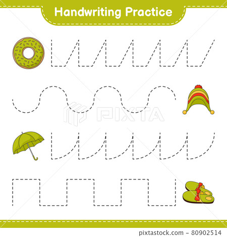 Handwriting practice. Tracing lines of Donut,... - Stock Illustration ...