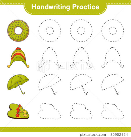Handwriting practice. Tracing lines of Donut,...-插圖素材 [80902524] - PIXTA圖庫
