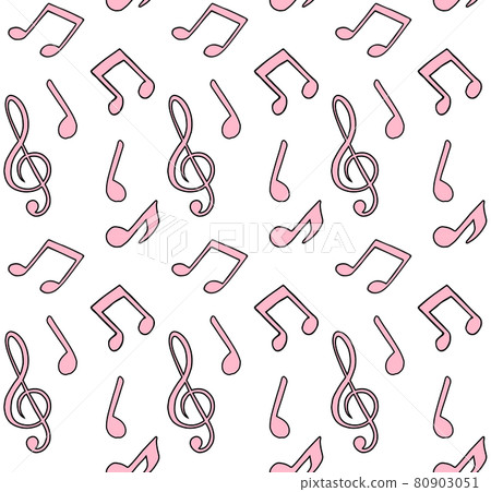 Vector seamless pattern of pink music notes - Stock Illustration ...