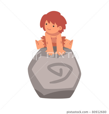 Little Primitive Boy Character from Stone Age...-插圖素材 [80912680] - PIXTA圖庫