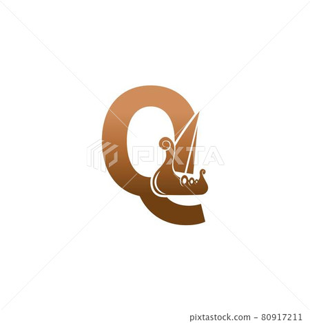 Letter Q with logo icon viking sailboat design... - Stock Illustration ...