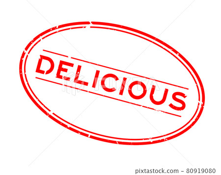 Grunge red delicious word oval rubber seal... - Stock Illustration ...