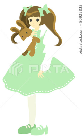 Gothic Lolita Female Rabbit Green Jumper - Stock Illustration [80925832 ...
