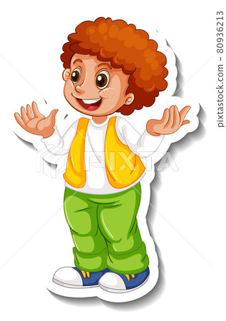 Sticker template with a boy cartoon character... - Stock Illustration ...