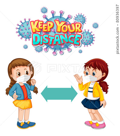 Keep Your Distance font in cartoon style with... - Stock Illustration ...