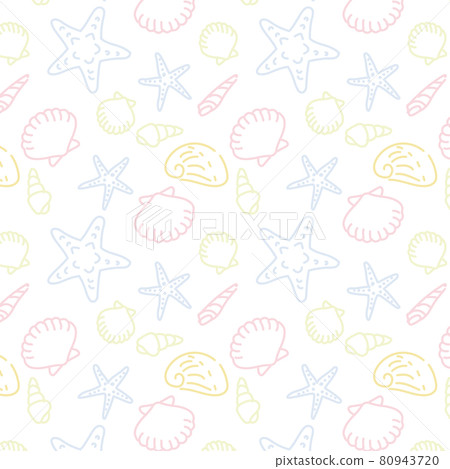 Seamless pattern of pastel seashells - Stock Illustration [80943720 ...