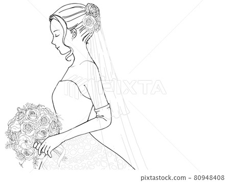 Sideways bride line drawing with closed eyes... - Stock Illustration ...