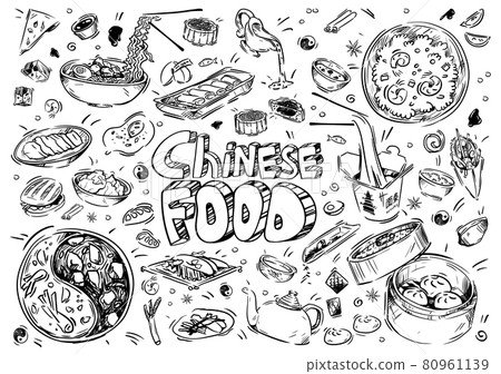 Hand drawn vector illustration. Doodle Chinese... - Stock Illustration ...