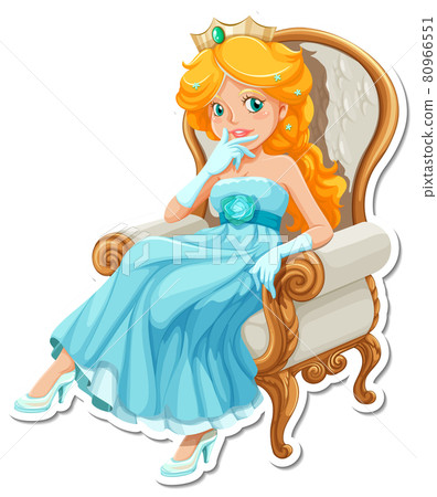 Beautiful princess cartoon character sticker - Stock Illustration ...