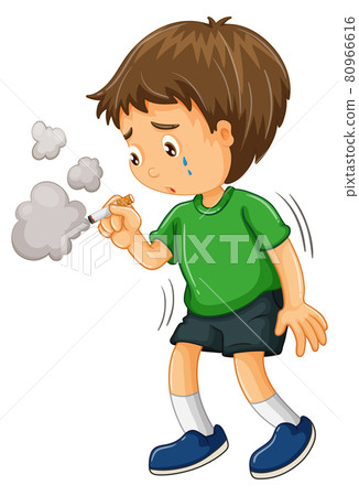 A boy trying to smoke cigarette cartoon character - Stock Illustration ...