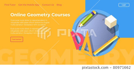 Online geometry courses and lessons, website page - Stock Illustration ...