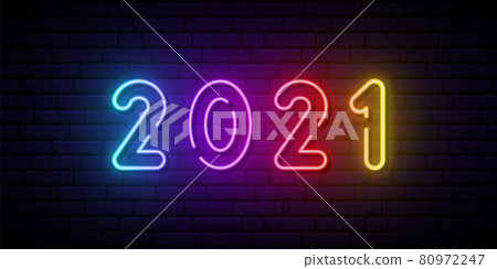 2021 neon signboard. - Stock Illustration [80972247] - PIXTA